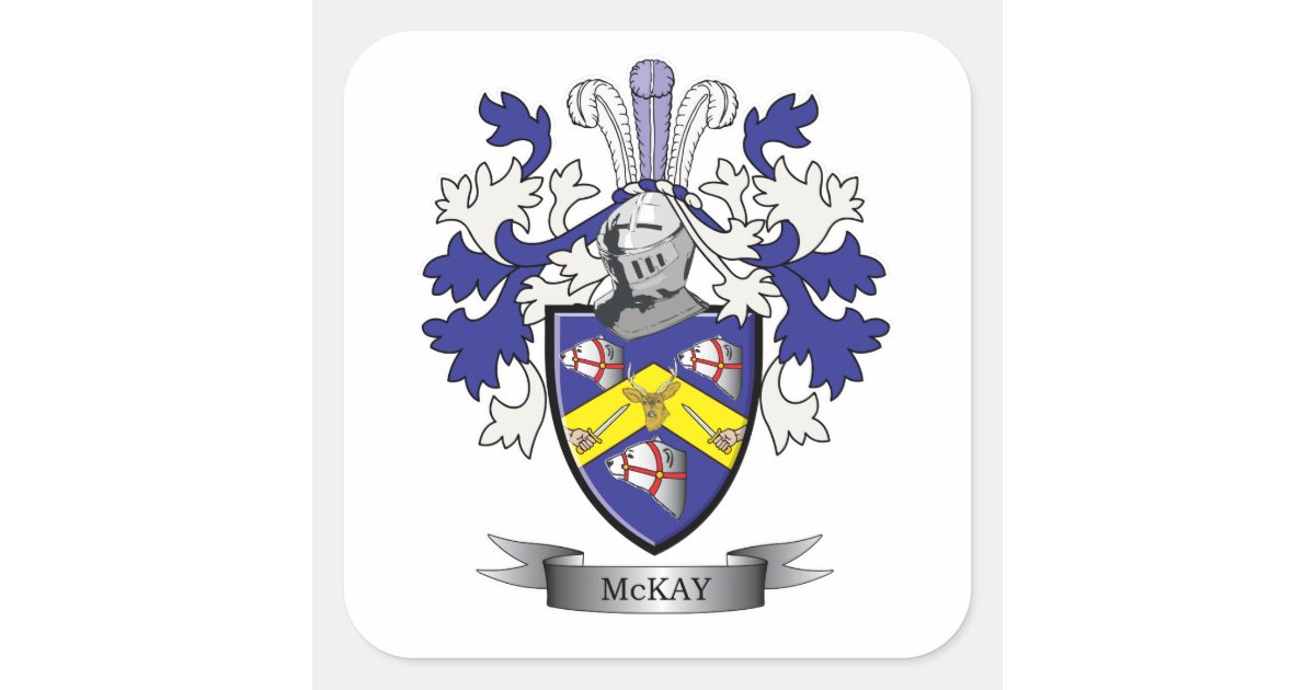 McKay Family Crest Coat of Arms Square Sticker | Zazzle
