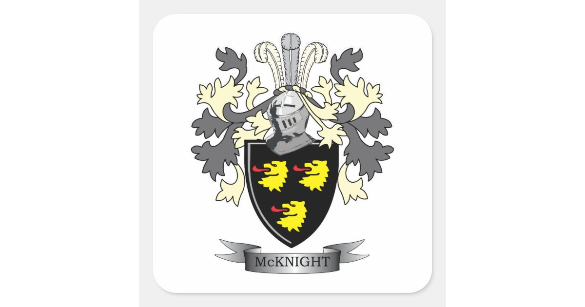 McKnight Family Crest Coat of Arms Square Sticker | Zazzle