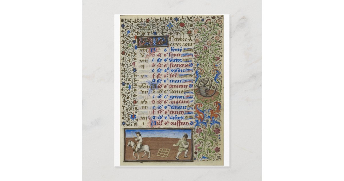 Mediaeval calendar: October Postcard | Zazzle