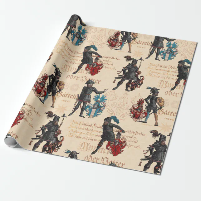 Mediaeval Heroes Knights in Shining Military Armou Wrapping Paper | Zazzle
