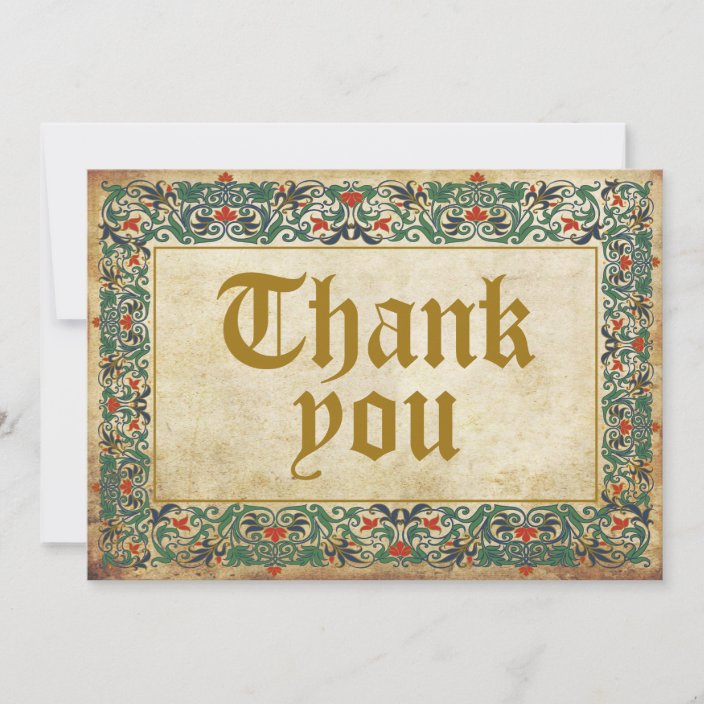 Mediaeval Manuscript Goth Thank You | Zazzle.co.uk