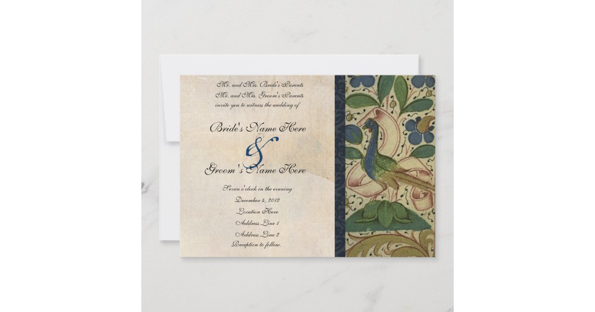 Mediaeval Pheasant Parchment Wedding Invitation | Zazzle