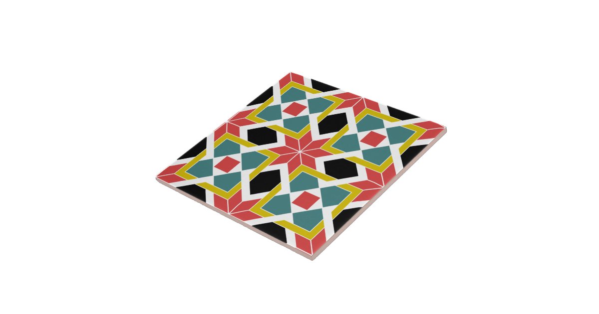 Mediaeval Red Green Black Saltire Cross Pattern Tile | Zazzle