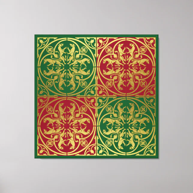 Mediaeval Renaissance Herald Lion Leopard Metallic Canvas Print | Zazzle