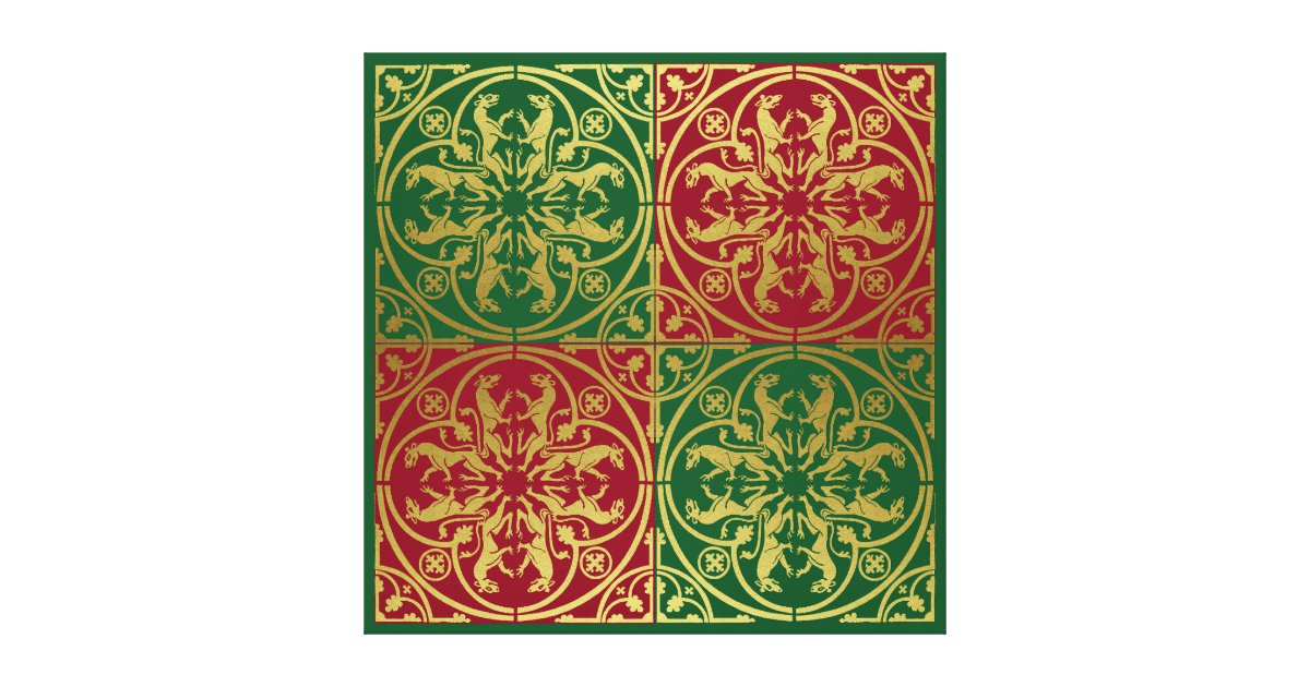 Mediaeval Renaissance Herald Lion Leopard Metallic Canvas Print | Zazzle