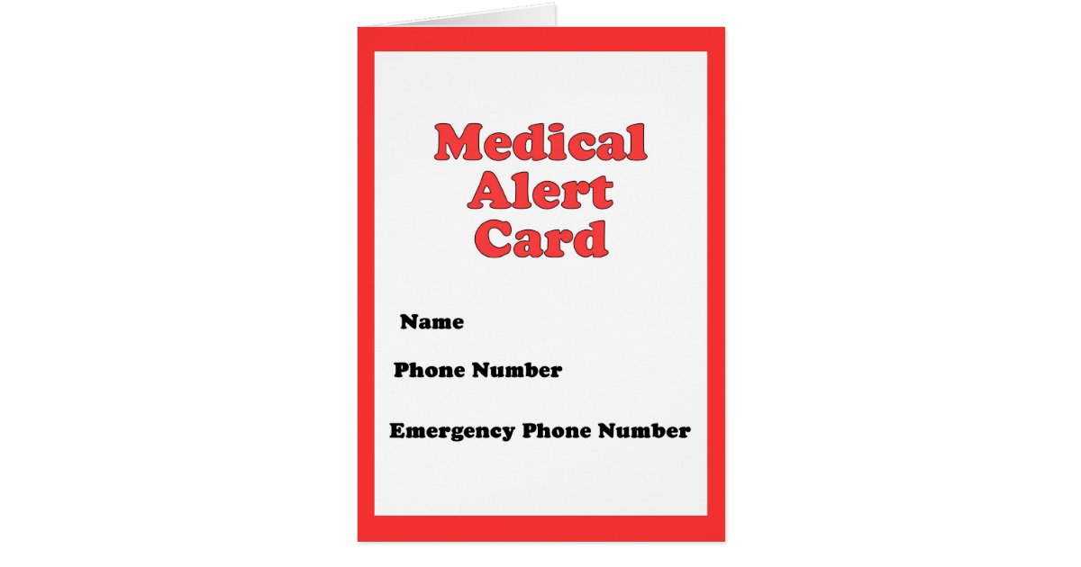 Medical Alert Card | Zazzle