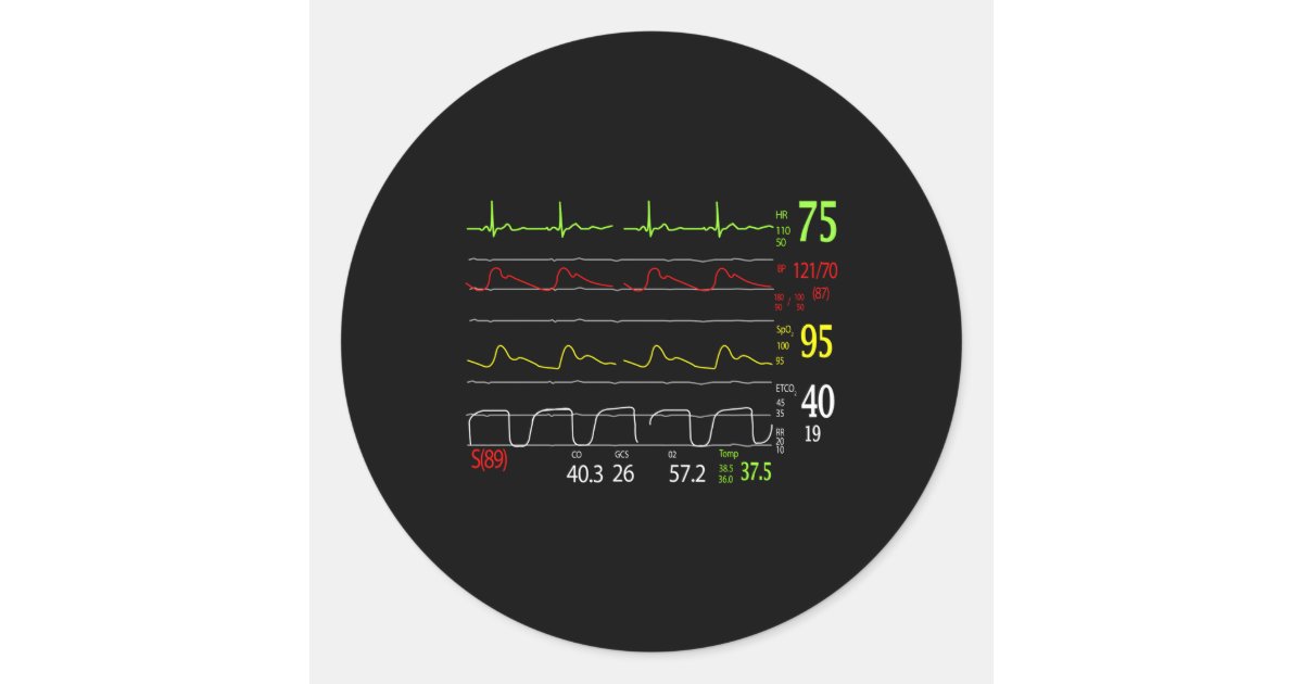 Medical Ecg Ekg He Rate Monitor Classic Round Sticker | Zazzle