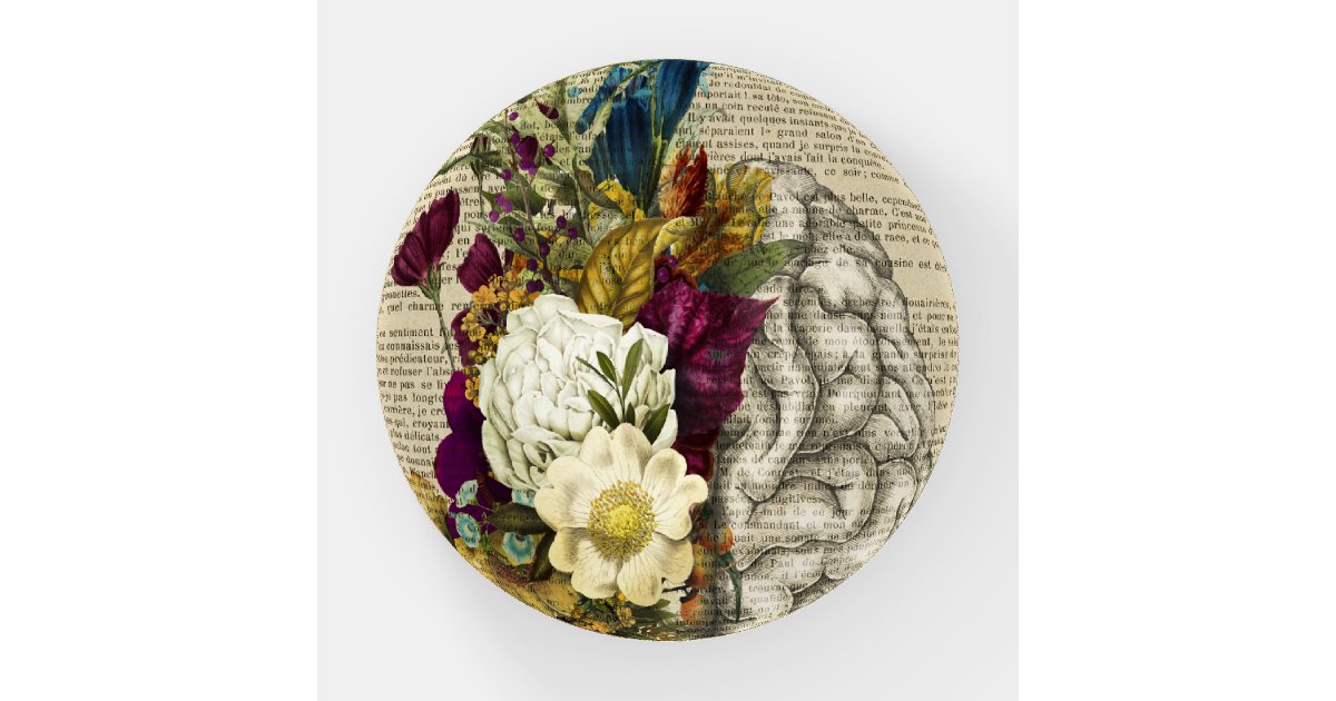 medical floral brain anatomy poster paperweight | Zazzle