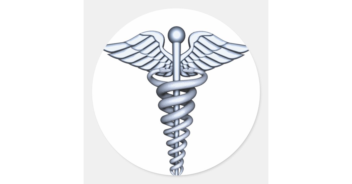 Medical Symbol Silver Classic Round Sticker | Zazzle