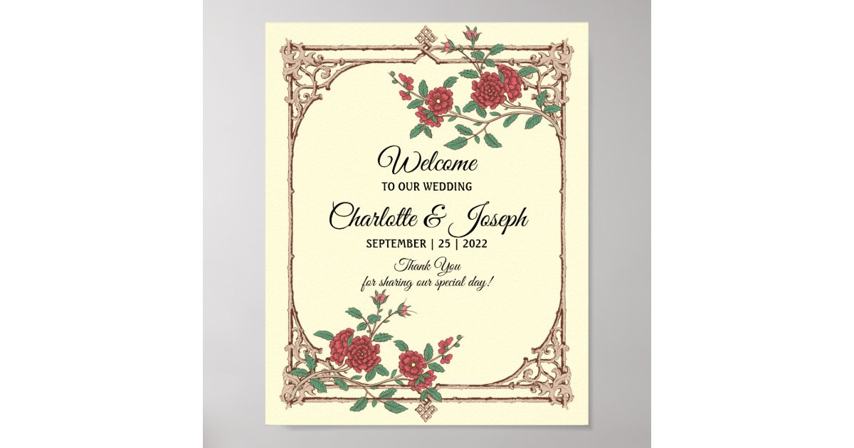 Medieval Romantic Wedding Welcome Sign Poster | Zazzle