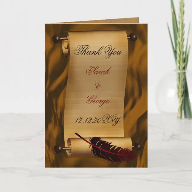 medieval scroll vintage Thank You Card | Zazzle