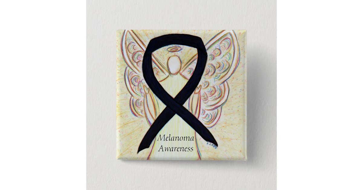 Melanoma Awareness Ribbon Angel Custom Pin | Zazzle