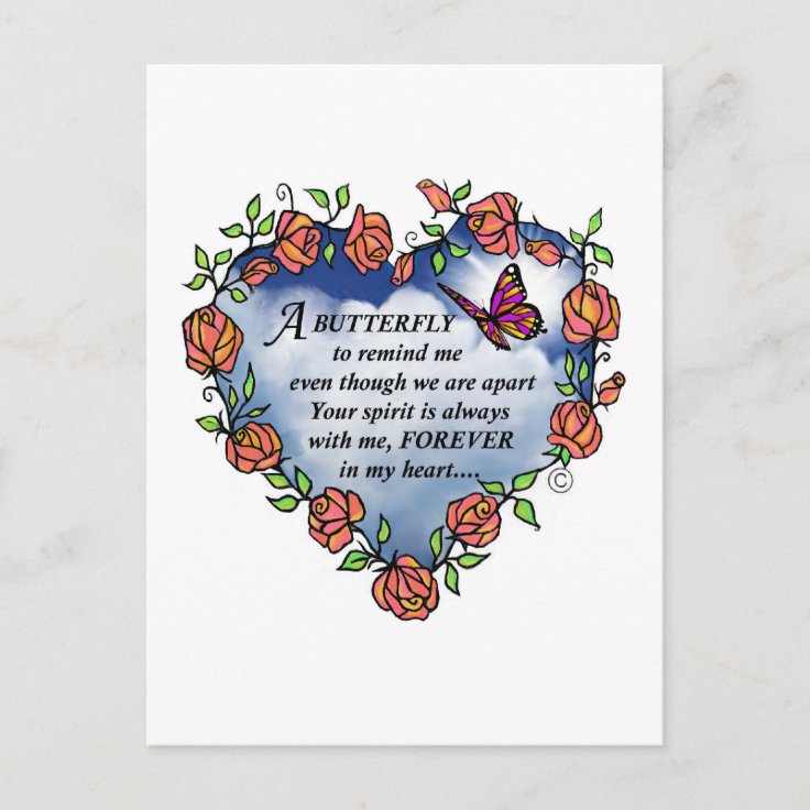 Memorial Butterfly Poem Postcard | Zazzle