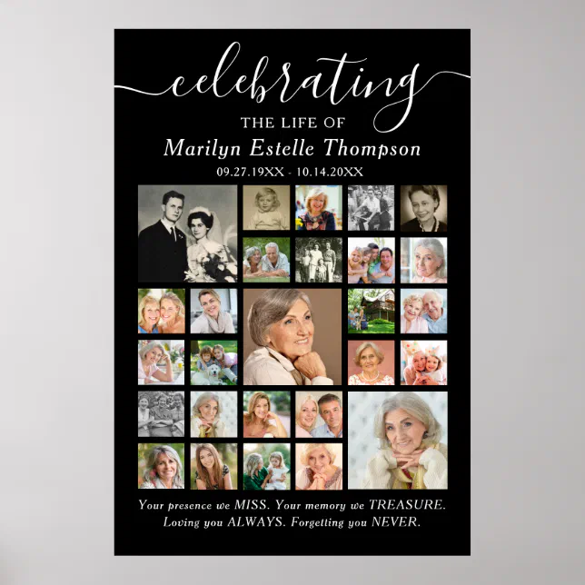 Memorial Celebrating Life Quote 27 Photo Collage Poster | Zazzle