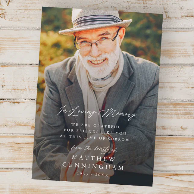 Memorial Modern Simple In Loving Memory Photo Thank You Card | Zazzle