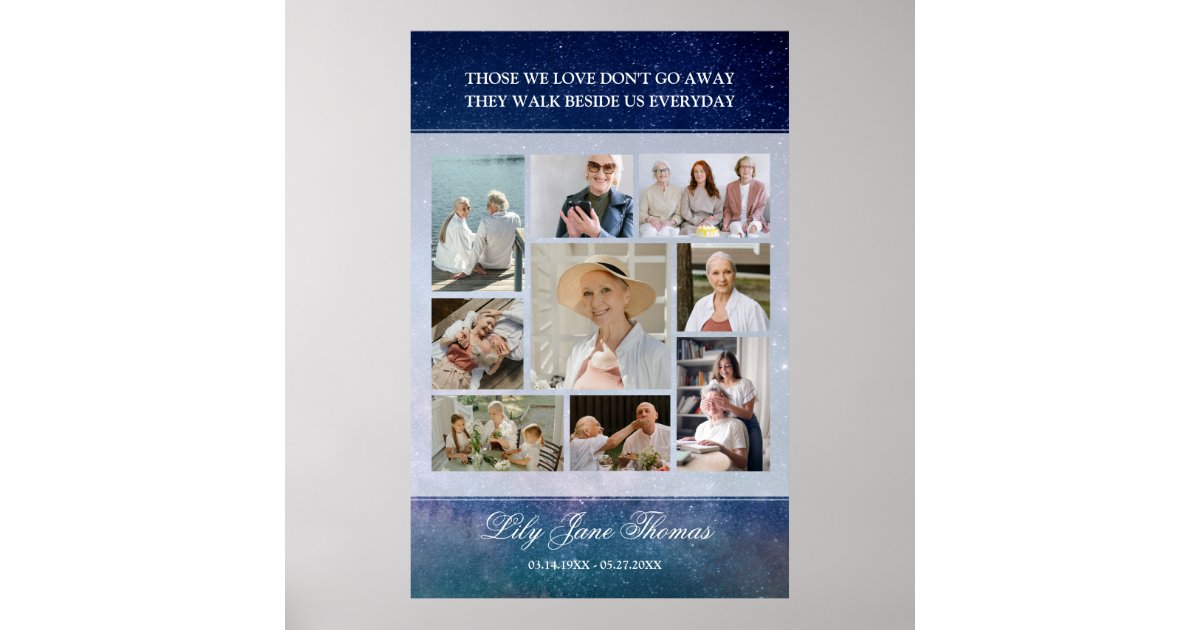Memorial Photo Collage Funeral Sympathy Poster | Zazzle