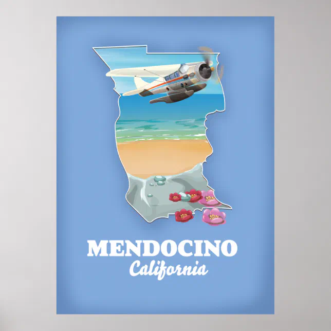 Mendocino California map Poster | Zazzle