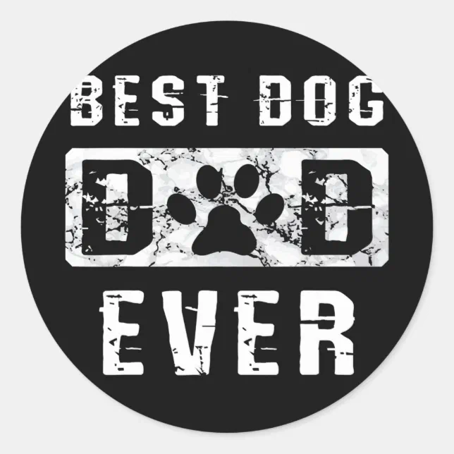 Mens Best Dog Dad Ever American Patriotic Puppy Classic Round Sticker ...