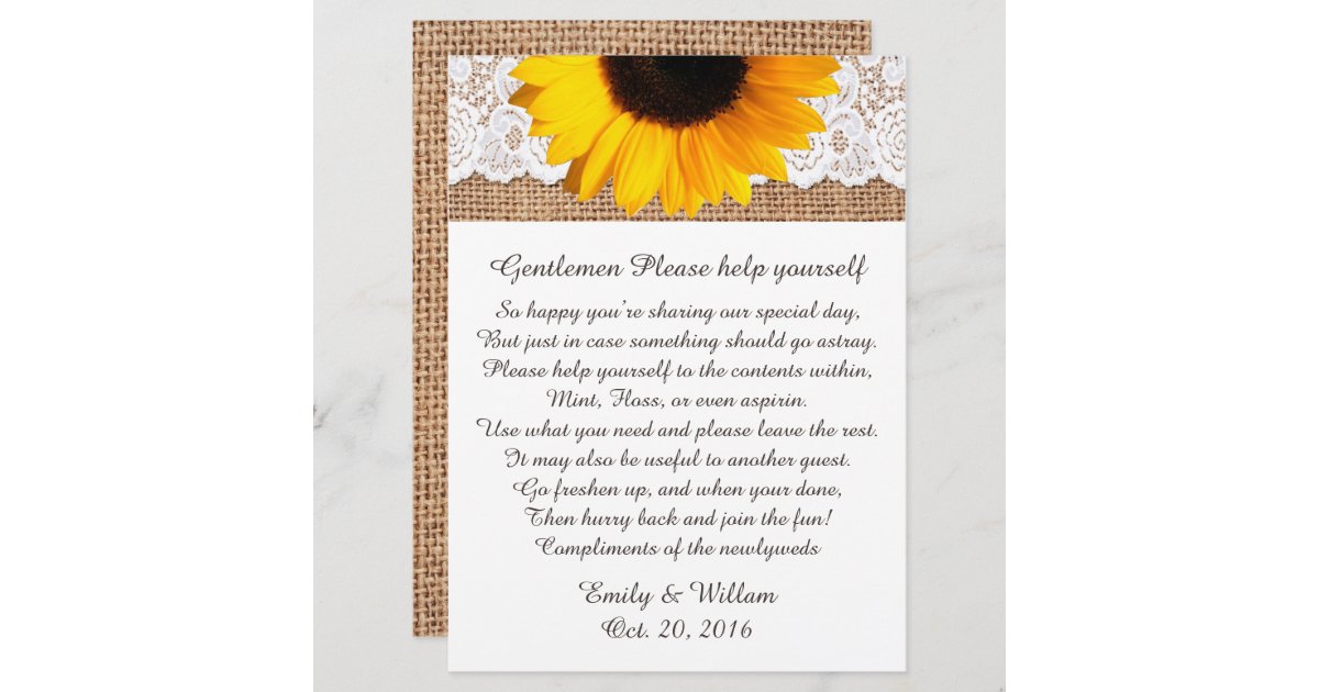 Mens Restroom Wedding Basket Sign Invitation | Zazzle