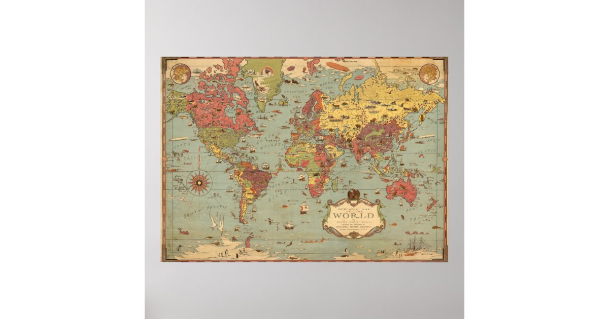 Mercator Map of the World Poster | Zazzle