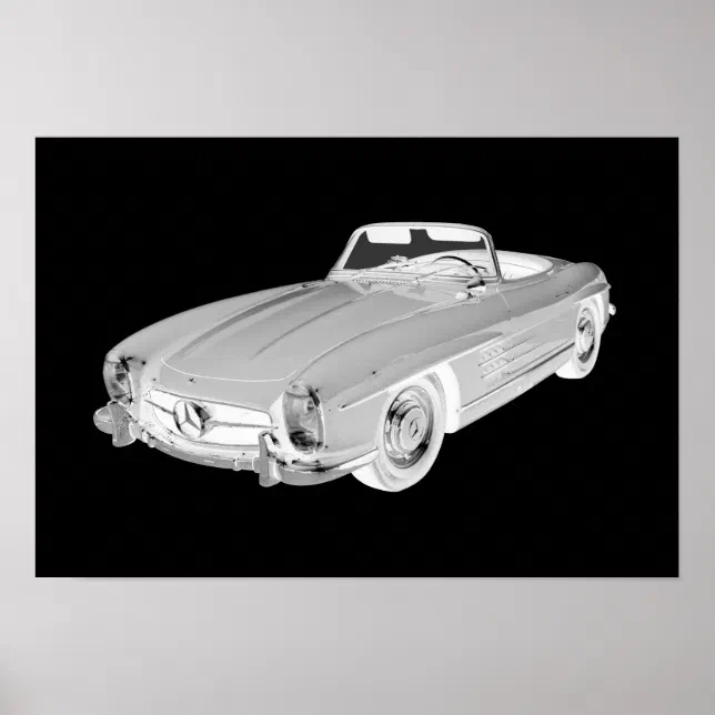 Mercedes Benz 300 SL Convertible Car Art Poster | Zazzle