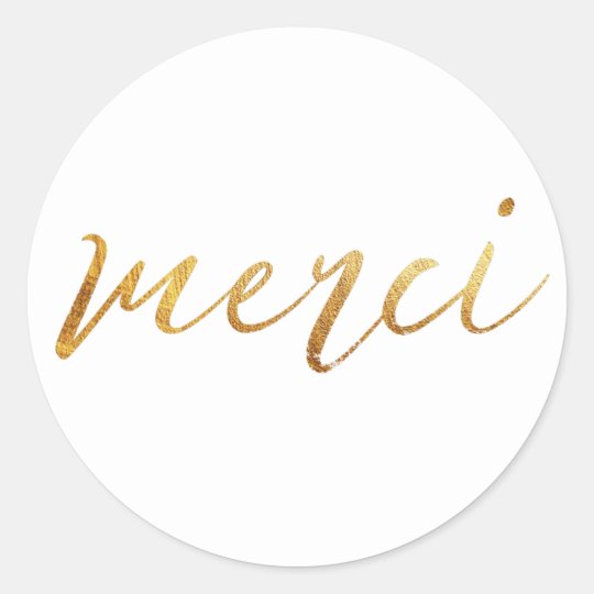 Merci Gold Elegant Thank You Classic Round Sticker | Zazzle.co.uk