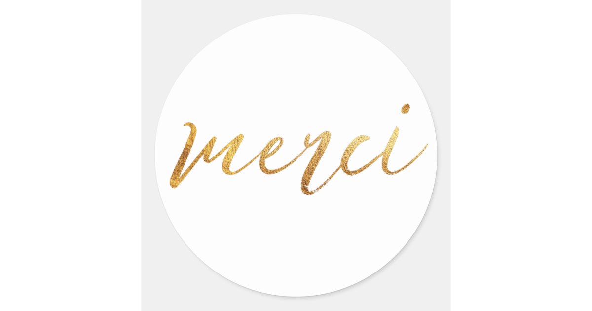 Merci Gold Elegant Thank You Classic Round Sticker | Zazzle