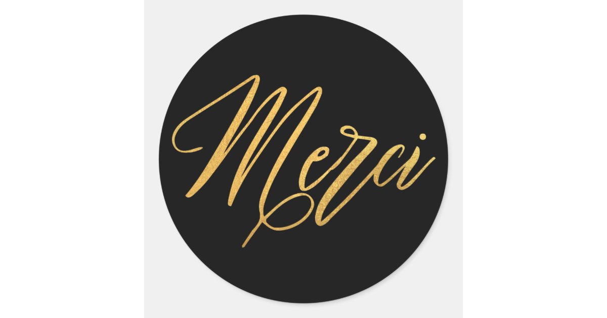 Merci Gold Elegant Thank You Classic Round Sticker | Zazzle