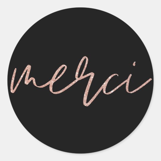 Merci Rose Gold Elegant Thank You Classic Round Sticker | Zazzle.co.uk