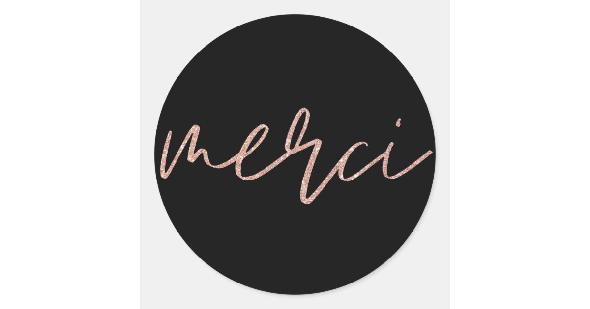 Merci Rose Gold Elegant Thank You Classic Round Sticker | Zazzle
