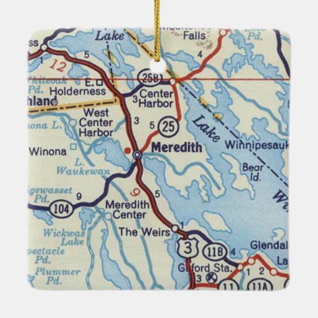Meredith NH Vintage Map Ceramic Ornament | Zazzle