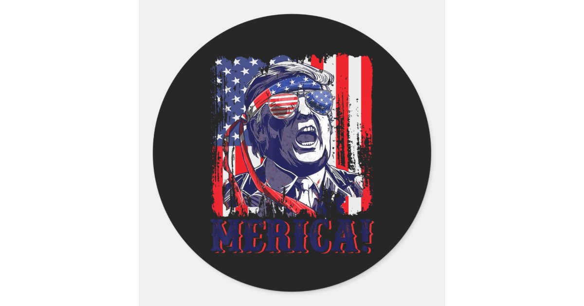 Merica 4th Of July American Flag Murica merica Gif Classic Round ...