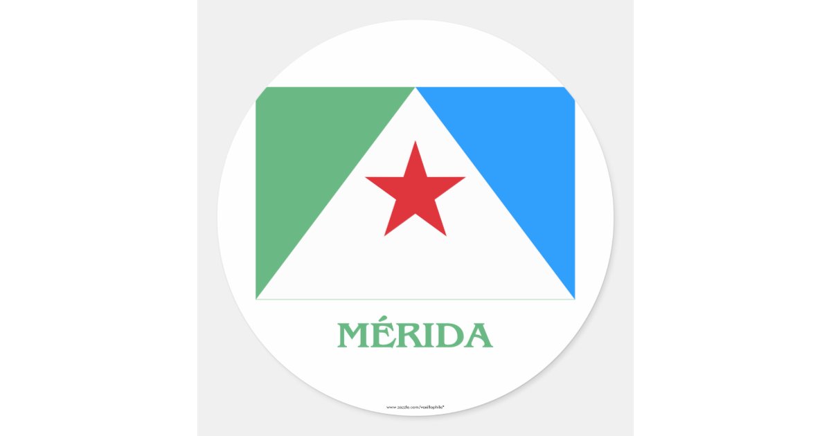 Mérida Flag with Name Classic Round Sticker | Zazzle