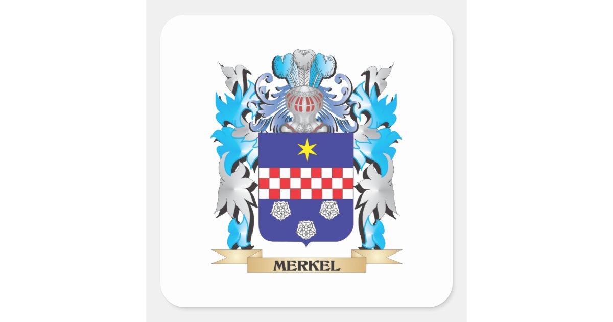 Merkel Coat of Arms - Family Crest Square Sticker | Zazzle