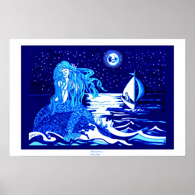 Mermaid moon poster | Zazzle