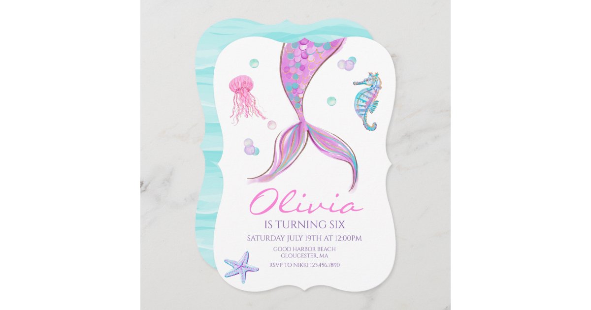 Mermaid Tail Under the Sea Birthday Invitation | Zazzle