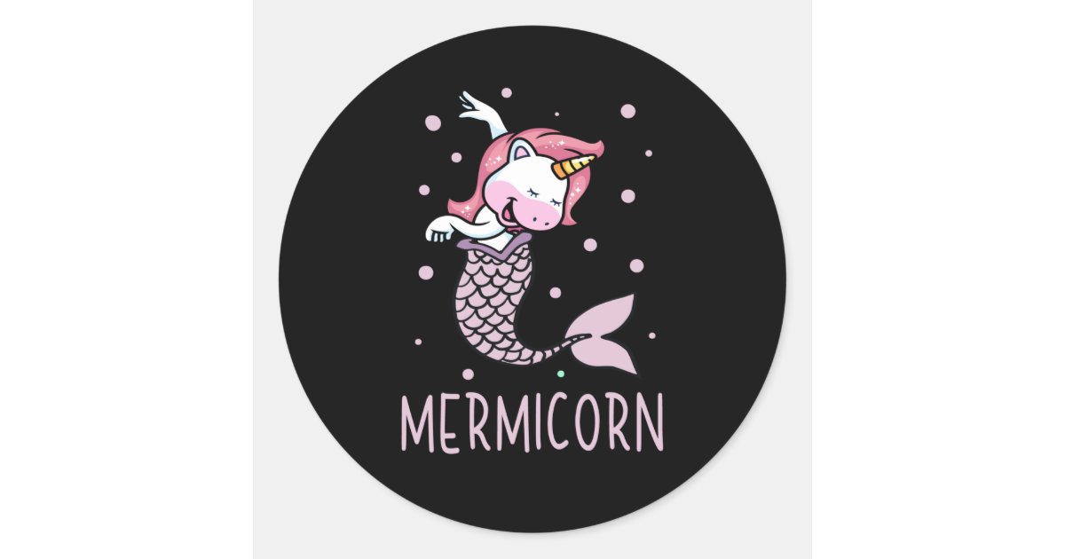 Mermicorn Unicorn Mermaid Mythical Creature Classic Round Sticker | Zazzle