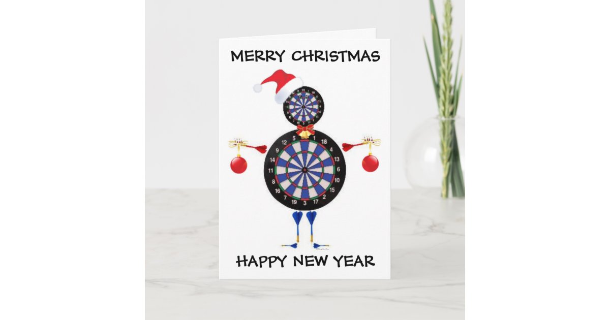 Merry Christmas Darts Player Holiday Card | Zazzle