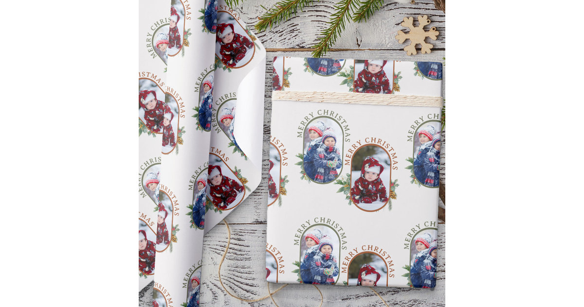 Merry Christmas Rounded Lozenge 2 Photo Wrapping Paper | Zazzle