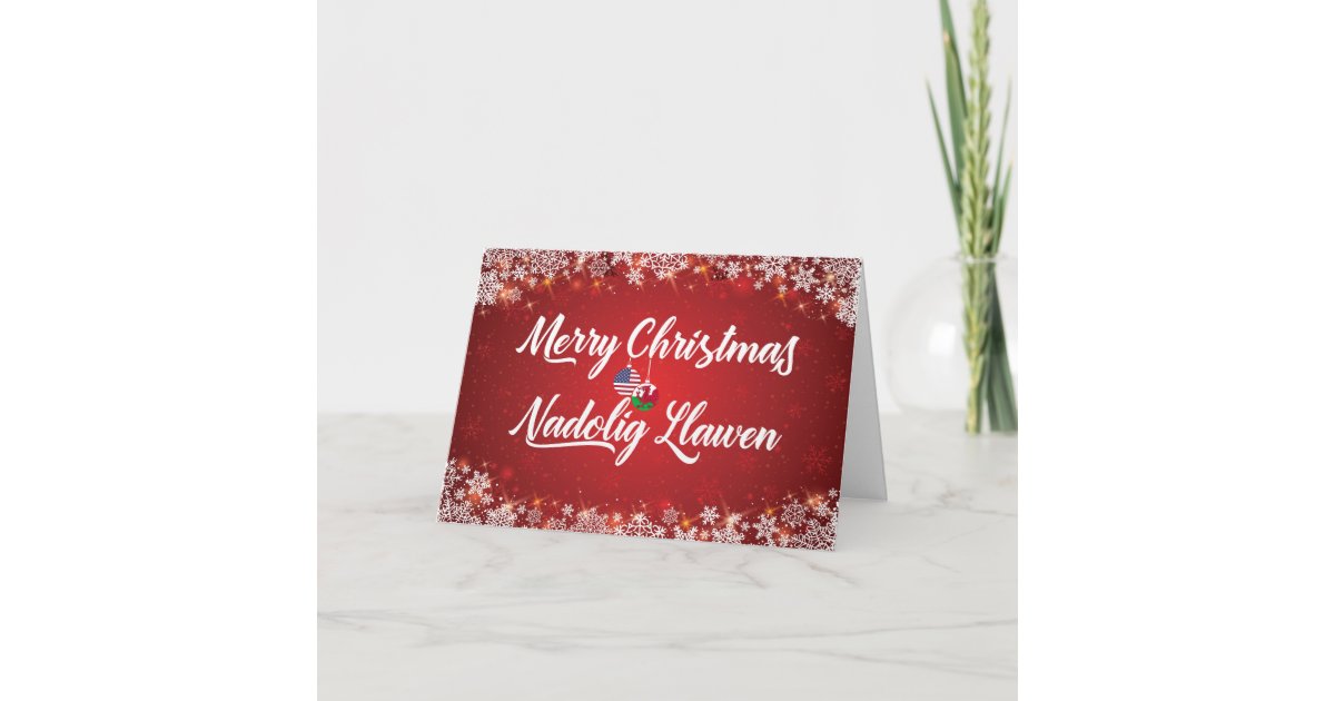 Merry Christmas Welsh Bilingual Card, Wales Holiday Card | Zazzle