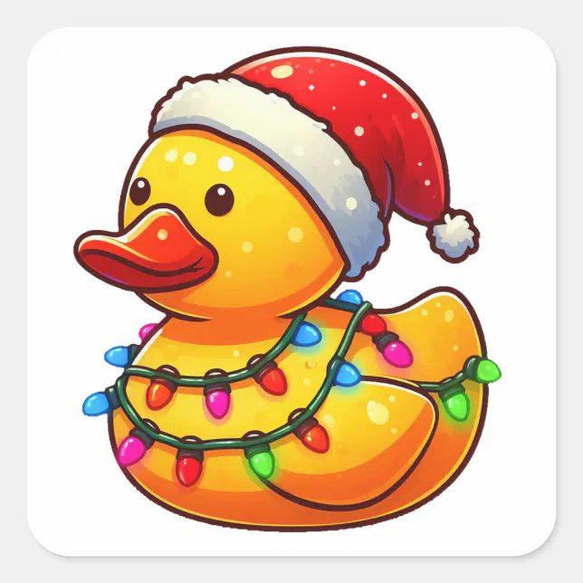 Merry Duckmas, Santa Rubber Duck Christmas Square Sticker | Zazzle