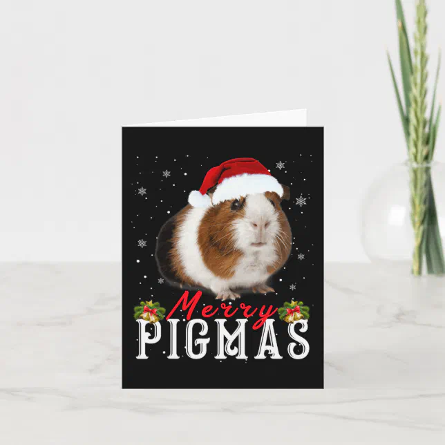 Merry Pigmas Face Mask Fun Guinea Pig Christmas Sa Card | Zazzle