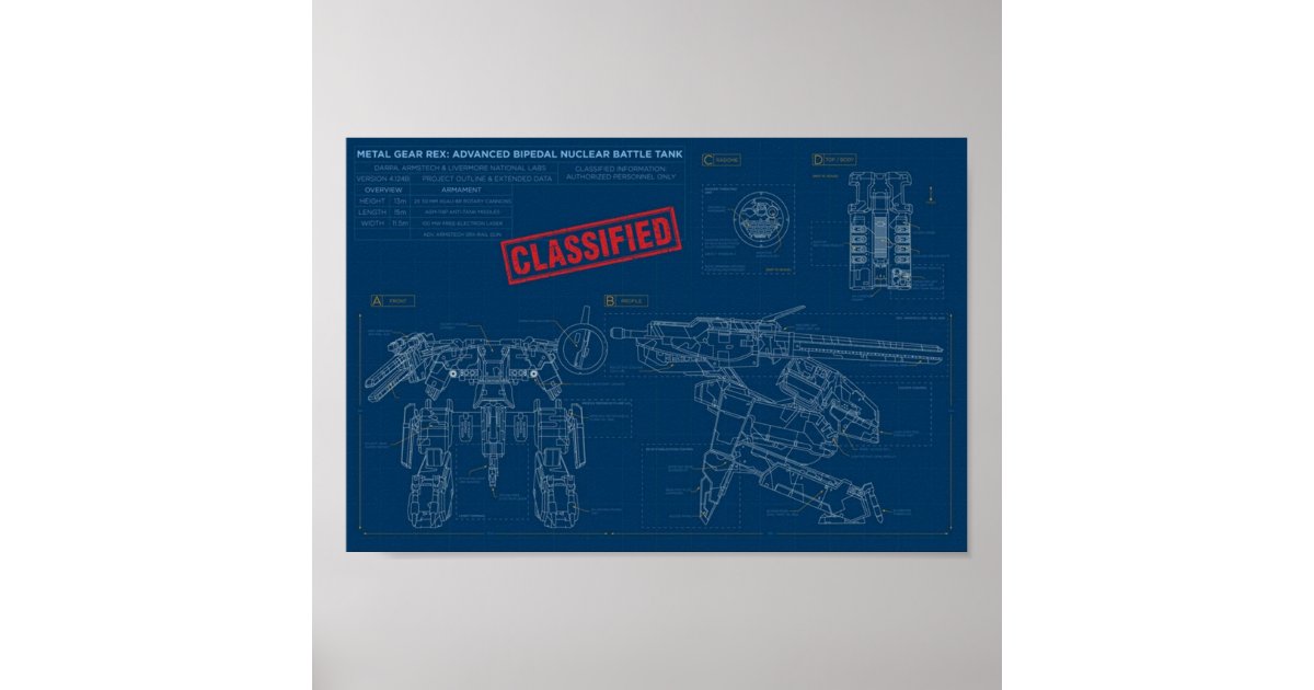 Metal Gear Solid Rex Blueprints Poster | Zazzle