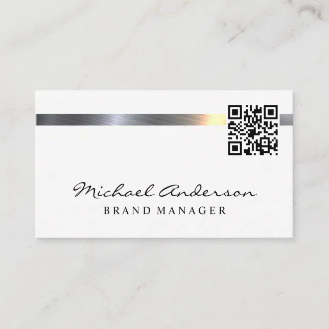 Metallic Bar | QR Code Business Card | Zazzle