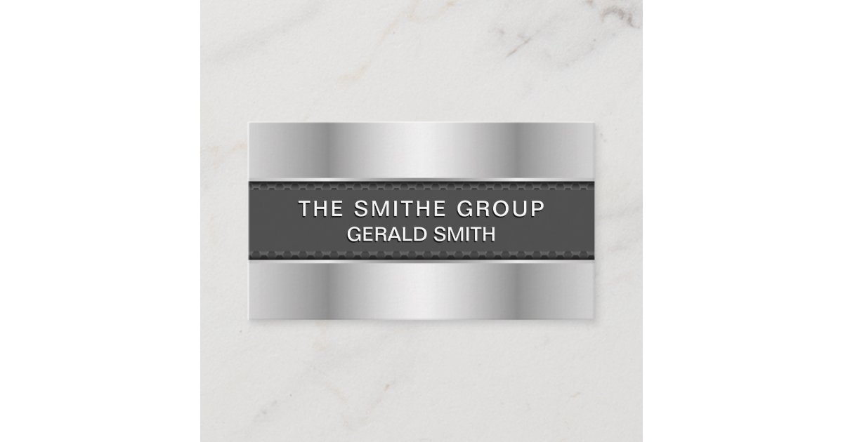 Metallic Silver Grey Banner Business Card | Zazzle