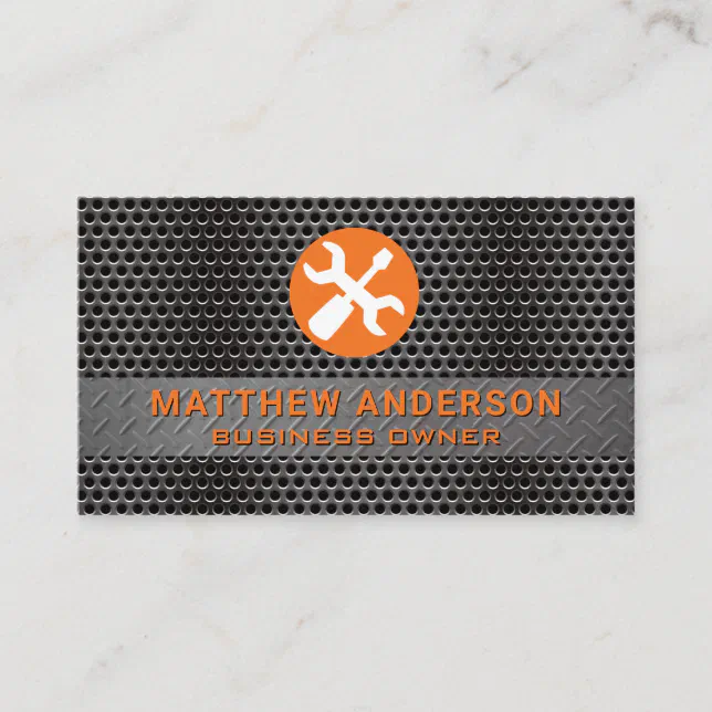 Metallic Steel | Hand Tool Logo Business Card | Zazzle