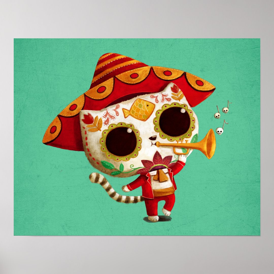 Mexican El mariachi Cute Cat Poster | Zazzle