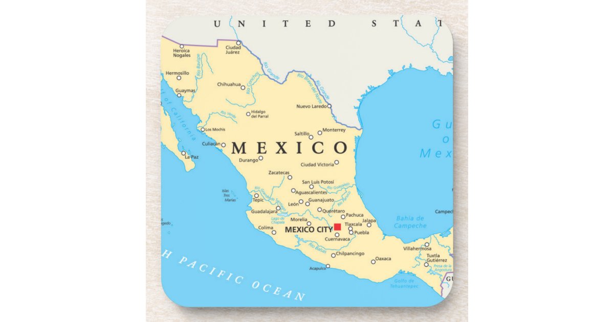Mexico Political Map Coaster | Zazzle