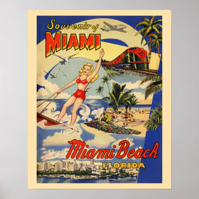 Miami Beach Florida vintage tourism ad 1940s Poster | Zazzle