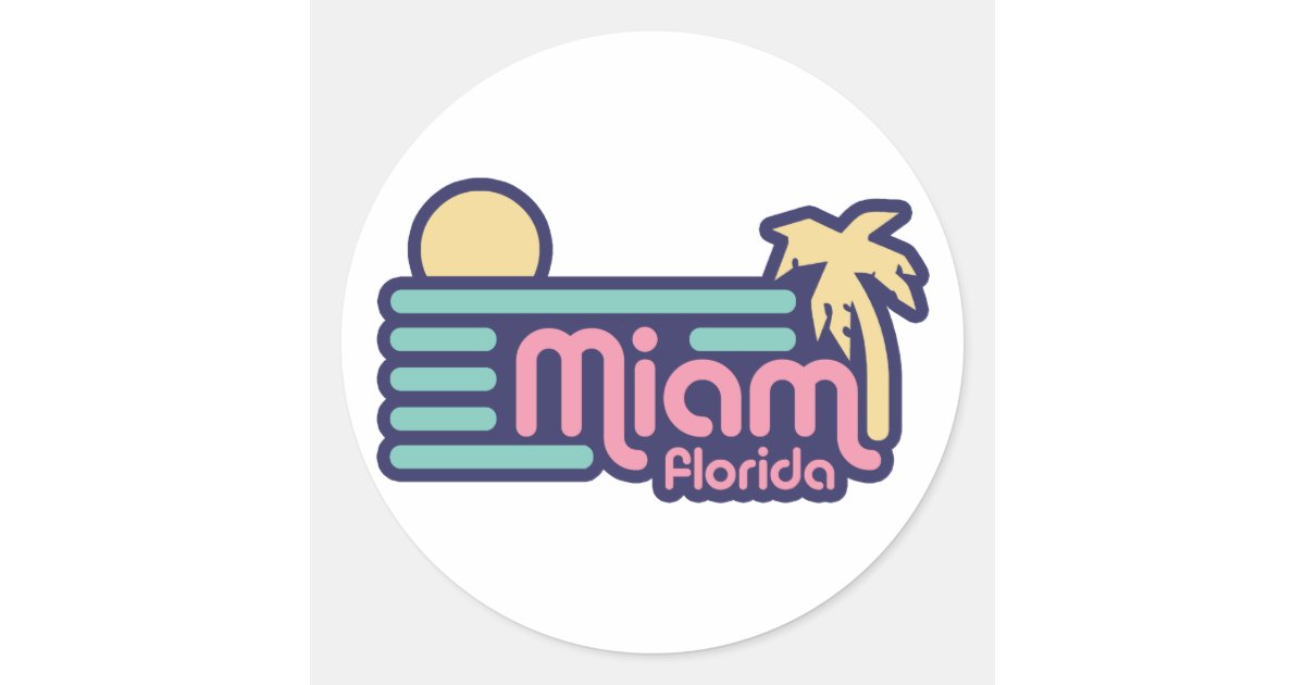 Miami Classic Round Sticker | Zazzle